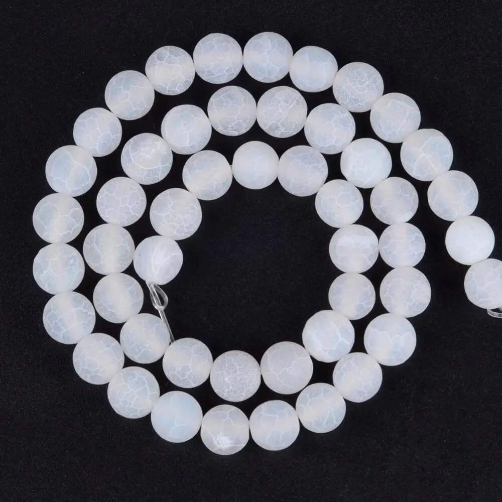 Каменные бусины из агата IYKWIM 4/6/8/10/12 мм Белый, 10mm 36 to 37pcs, white