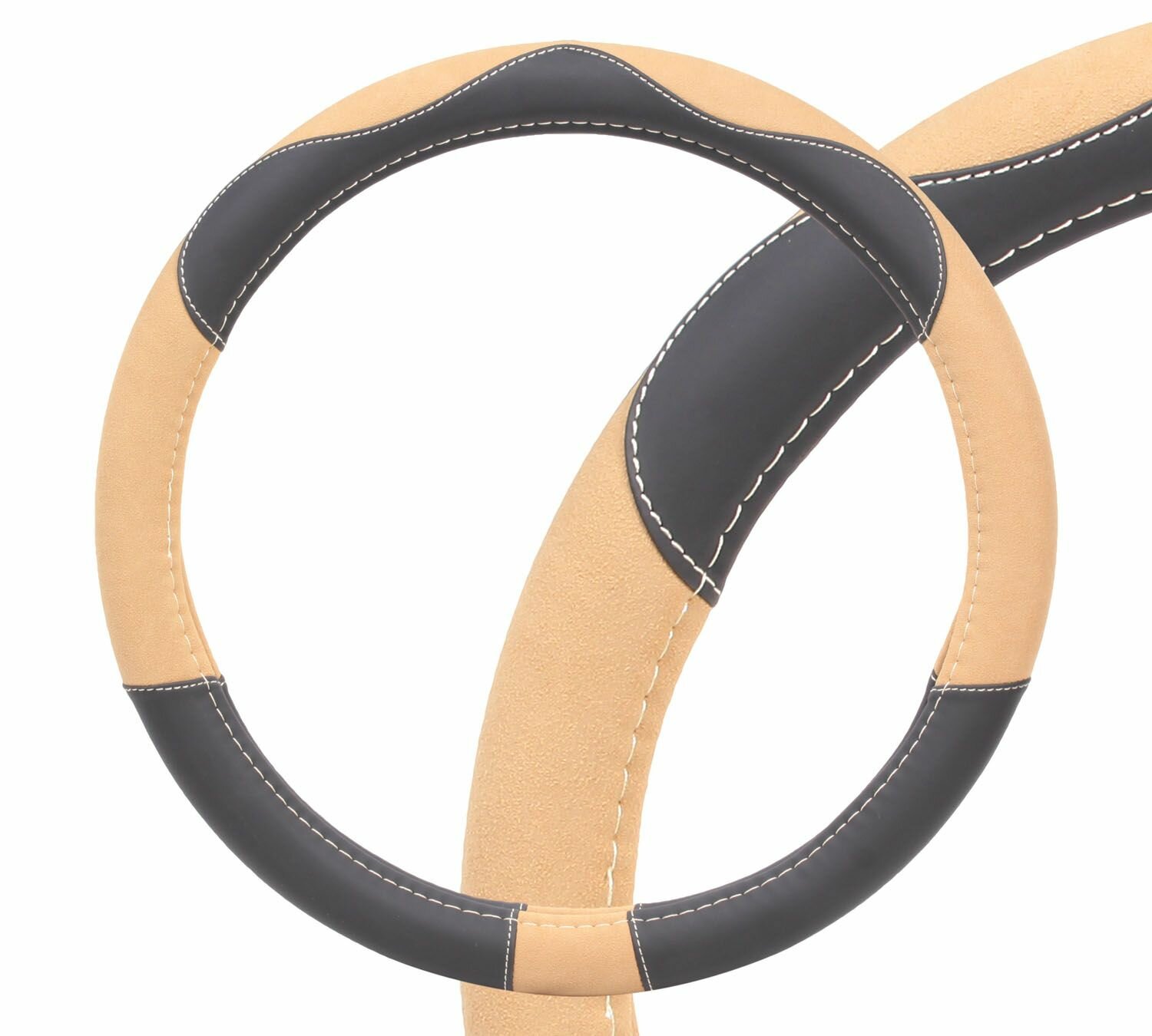 Оплетка на руль, искусственная замша/кожа, 38 см, размер M, Airline AWC-CM-07M