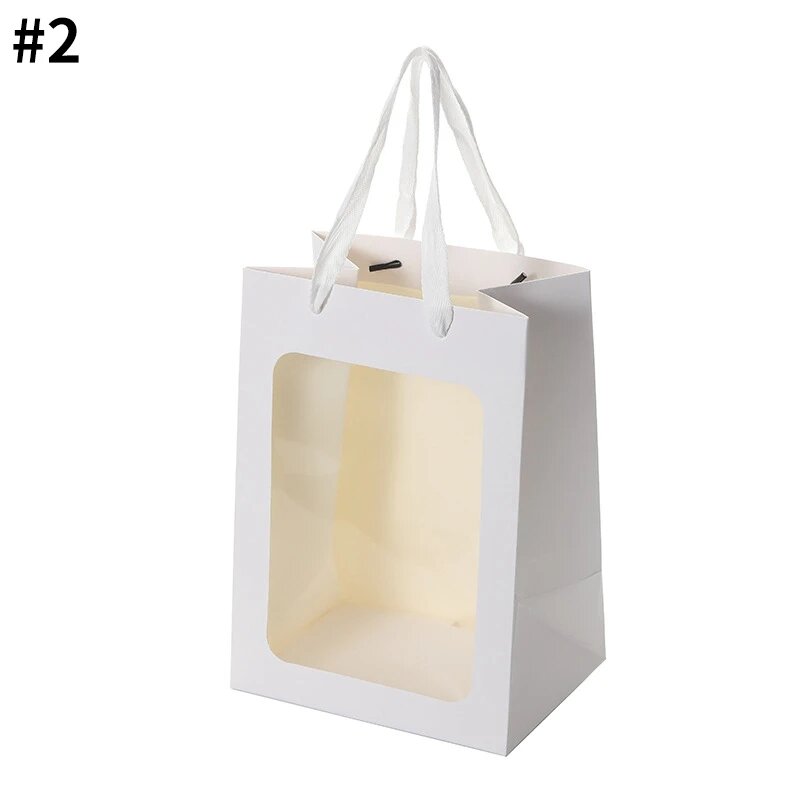 1/5 шт. подарочный пакет, сумка для упаковки цветов с ручкой, прозрачное окно, подарочная упаковка на день рождения, подарок на день матери, коробка для хранения конфет