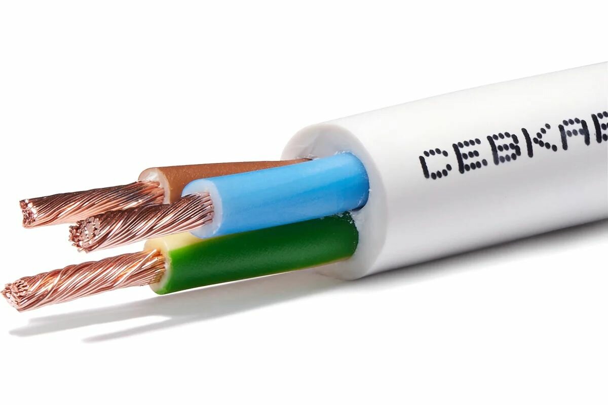 Провод пвс Севкабель 3x0,75 (100м) белый ЦБ-00015751
