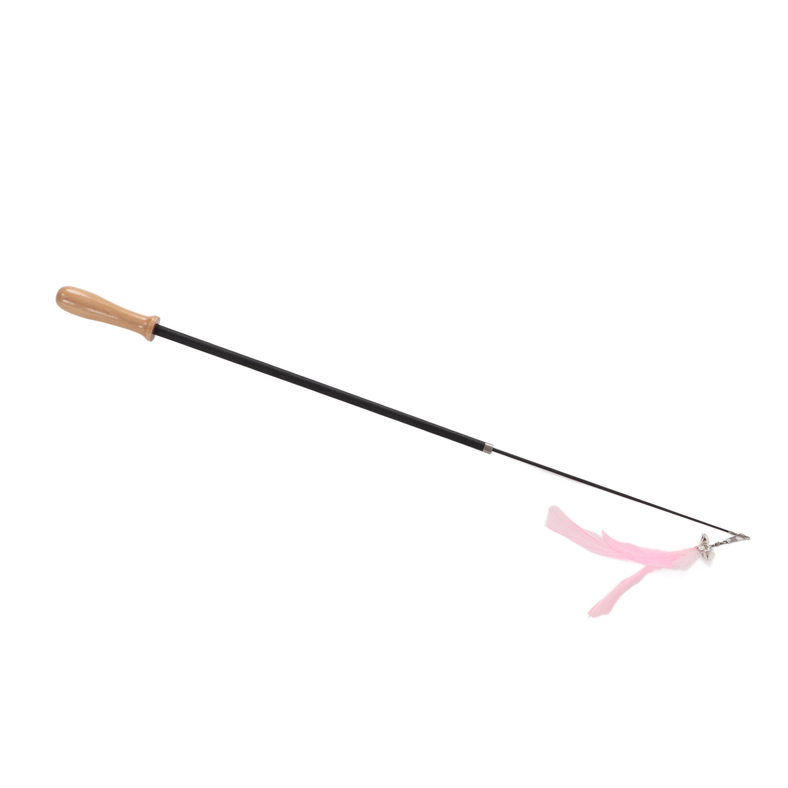 Cat Teaser Wand Выдвижная интерактивная игрушка с кошачьими перьями и колокольчиком для кошки KittenPink