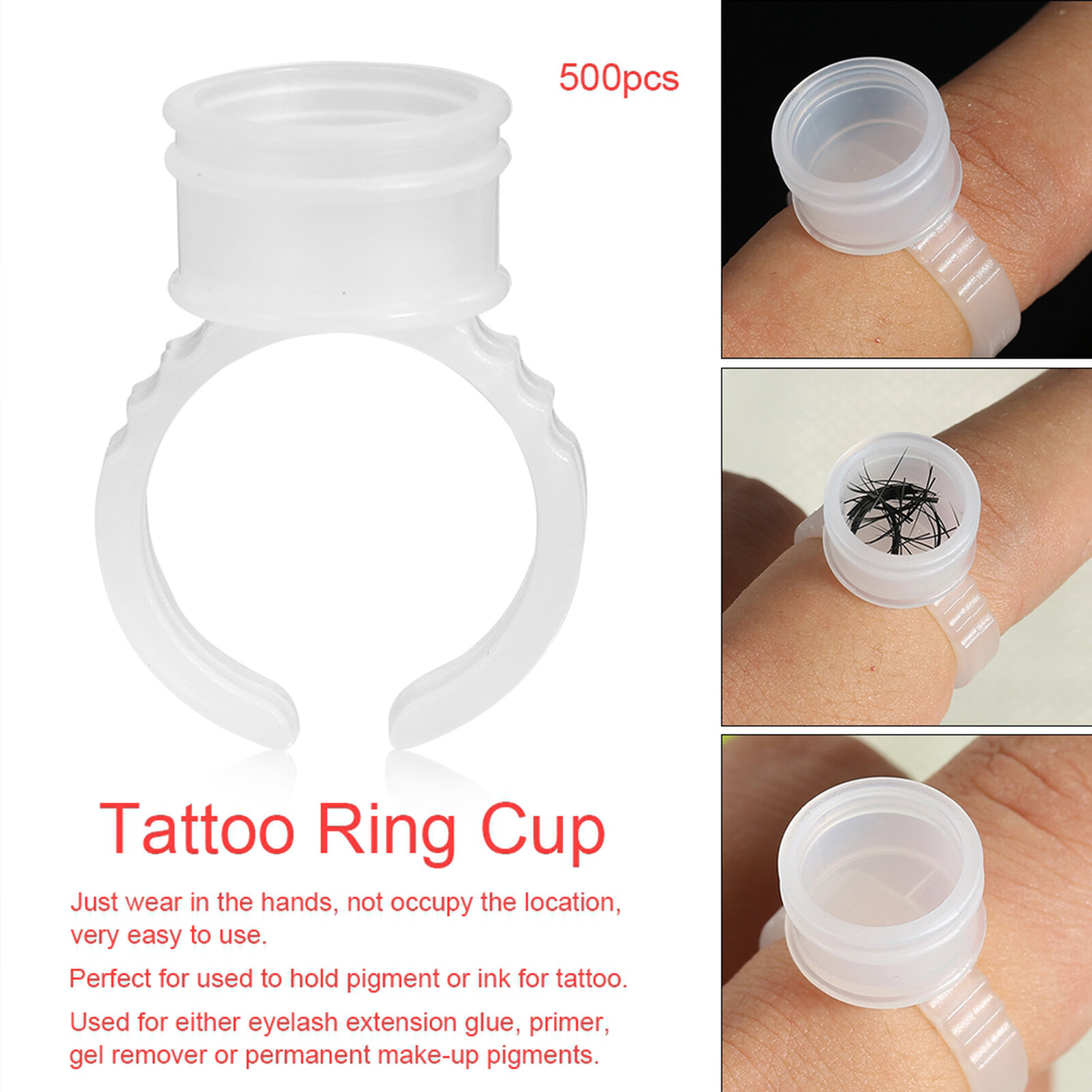 Disposable Eyebrow Tattoo Ink Rings Pigments Holder Container Cup Large Size (500pcs)
