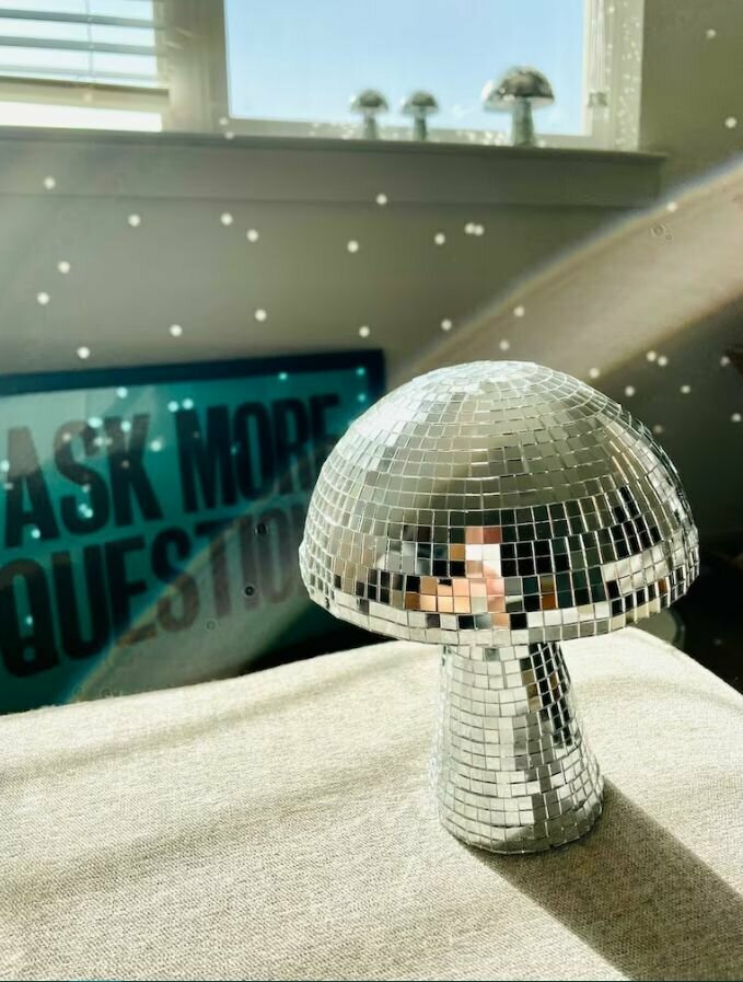 Мигающий диско гриб для украшения помещений, зеркальное украшение для дома, подарок для вечеринки ручной работы