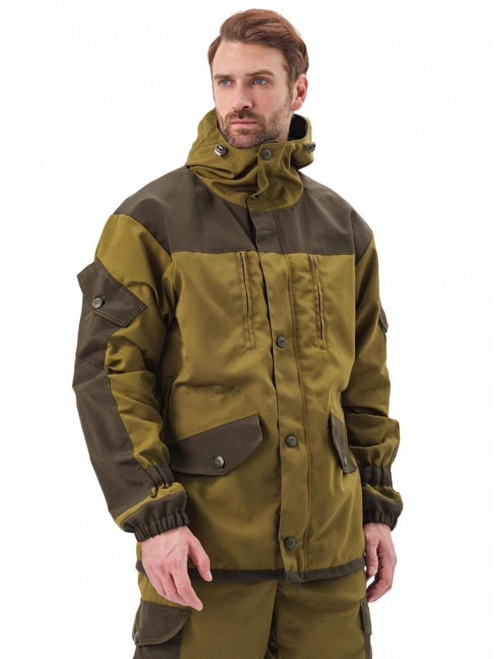 Костюм демисезонный "ГОРКА" куртка/брюки, цвет: св. хаки/т. хаки, ткань: Полибрезент, 44-46, 182-188
