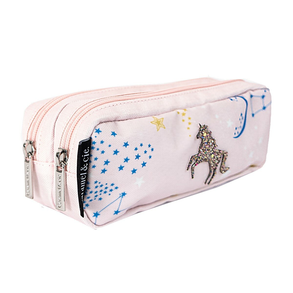 Пенал двухсекционный розовый с единорогом