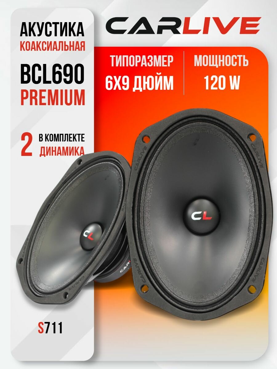 Динамики Автомобильные Carlive BCL690 Premium 15x23sm (6x9)" Овальные, Эстрадная акустика