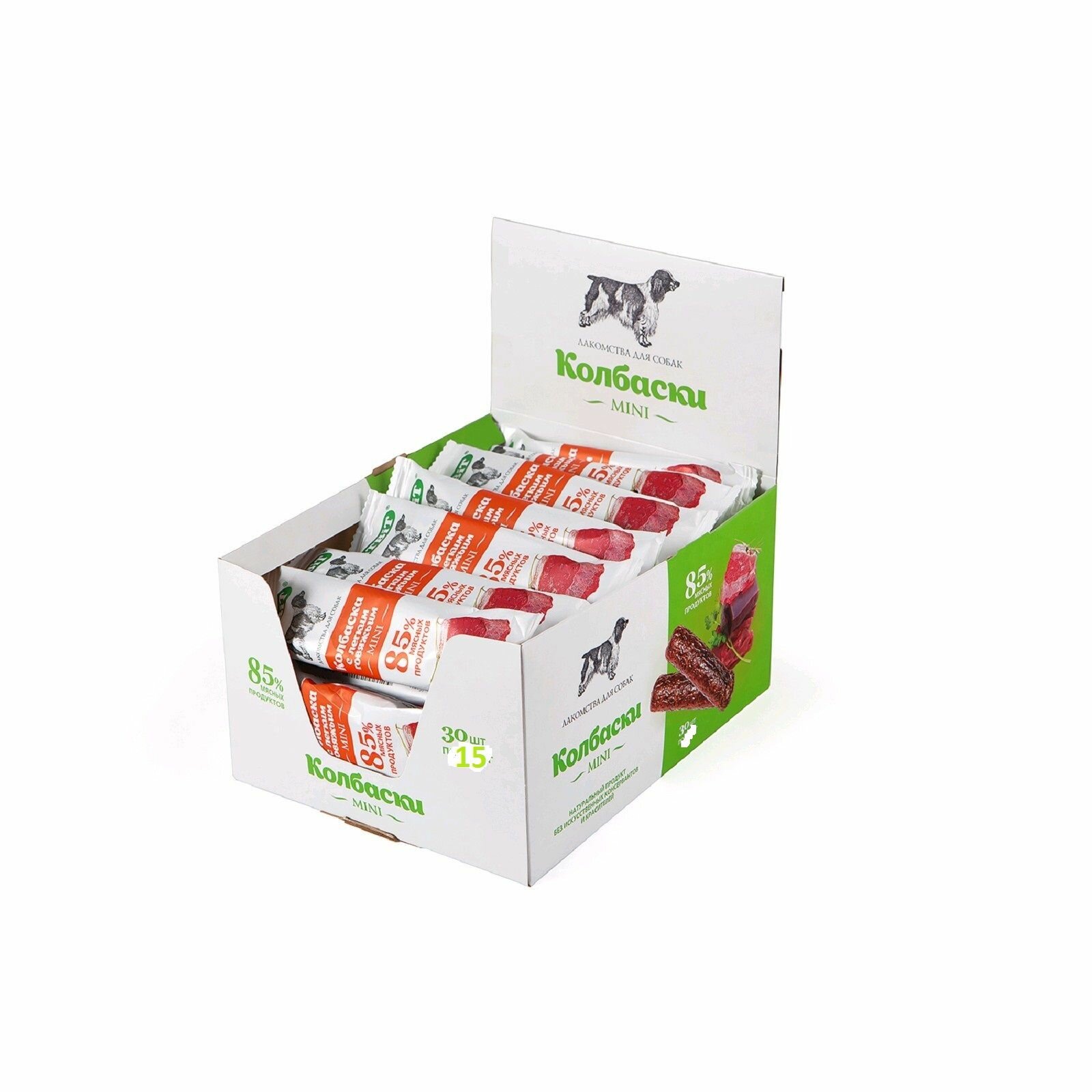 TiTBiT Лакомство для собак Колбаска с легким говяжьим мини 20г (15шт)