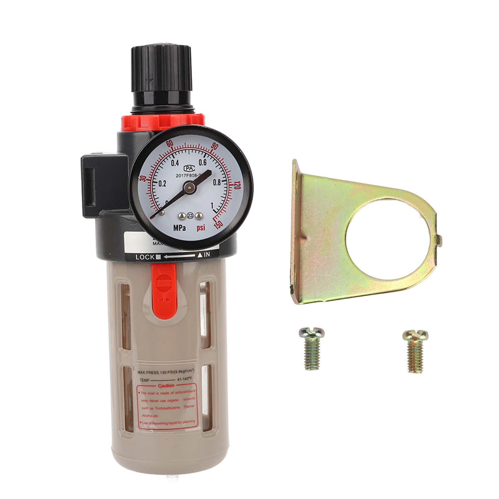 Фильтр-регулятор сжатого воздуха G1/4 60 мл, алюминиевый сплав, маслоотделитель для компрессора