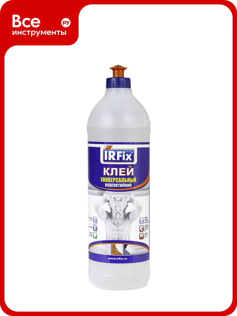 Универсальный влагостойкий прозрачный клей IRFIX 1 л 20037, из полистирола