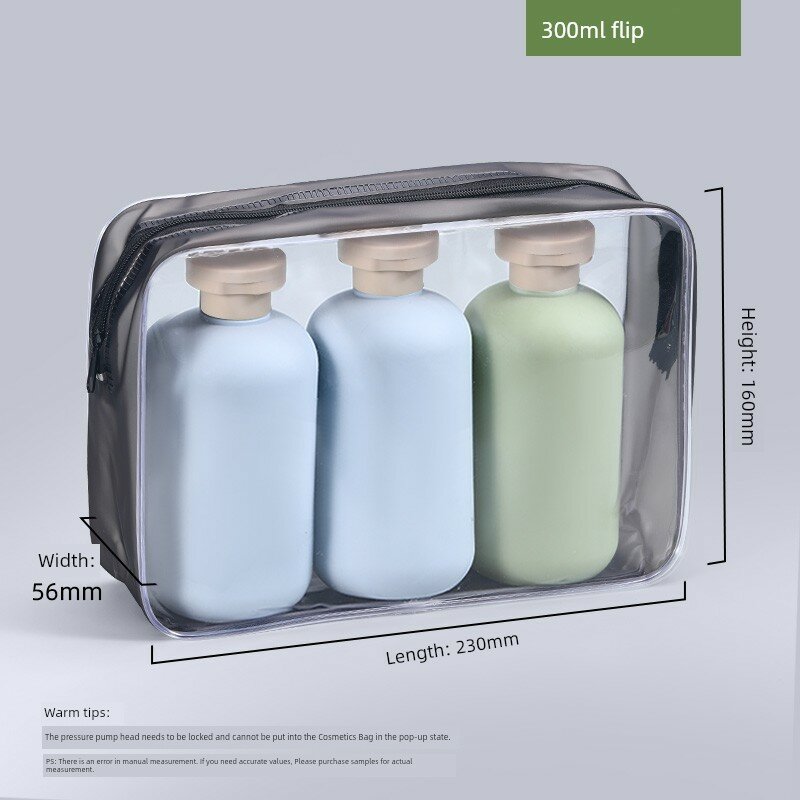 Набор дорожных многоразовых флаконов для туалетных принадлежностей: шампунь, гель для душа, очищающее средство для