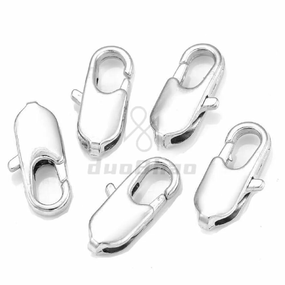 Карабин-замок серебро 925 пробы, 5 шт 8.4х3.3 мм, надежная застежка для цепочки, браслетов и ожерелий ювелирная фурнитура для рукоделия и мастерских