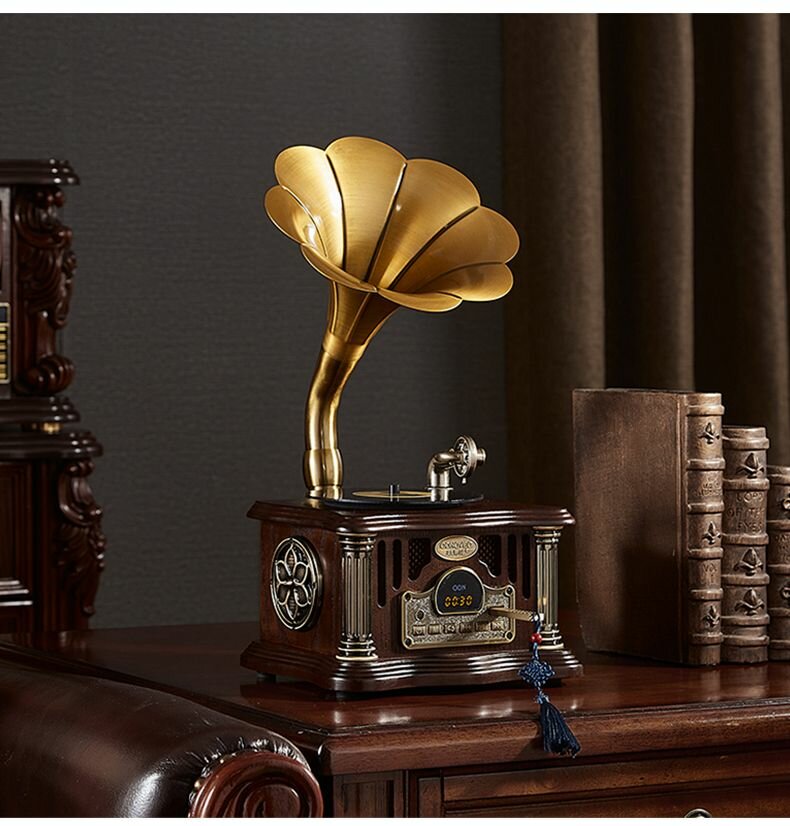 Ретро перезаряжаемый Bluetooth-аудио, антикварный мини-виниловый граммофон, декоративные украшения