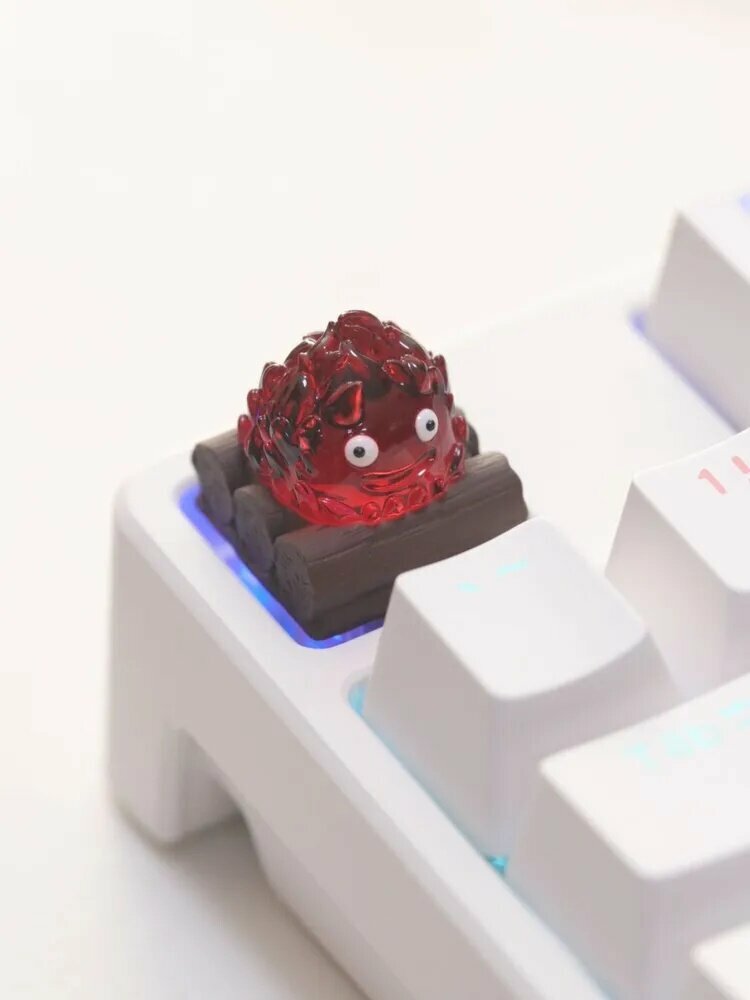 Кейкапы для механической клавиатуры - Artisan Клавиша "Кальцифер": 1U ESC, полупрозрачная смола, ручная работа, для MX Switch