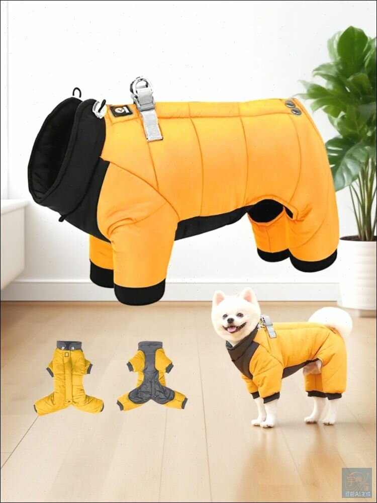 Собачья одежда осенне-зимняя желтый жакет водоотталкивающий полиэстер унисекс размер M