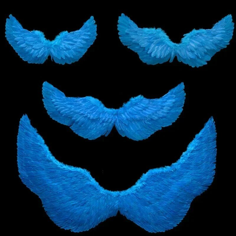Крылья ангела с перьями для детей и взрослых Синий, М, dark blue