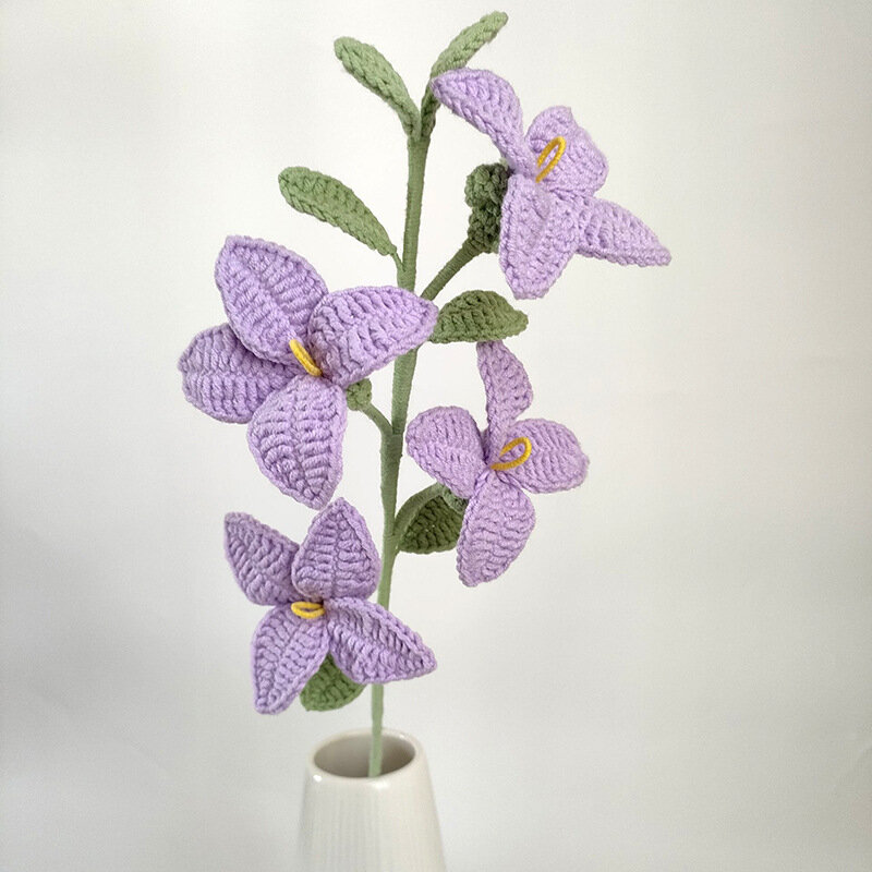 Вязаный букет из четырех цветов Lianqiao, готовый ручной вязки, искусственный цветок, декор для гостиной, вязаный цветок