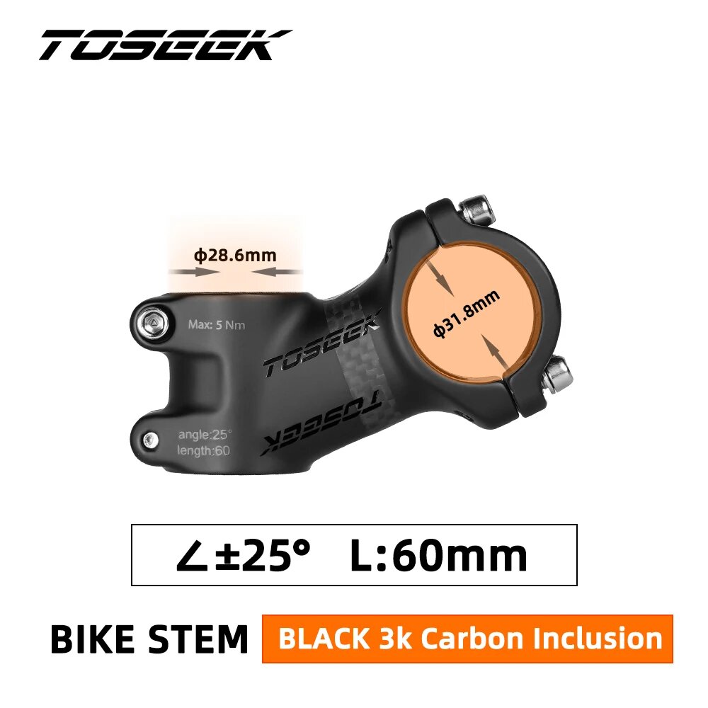 TOSEEK ZF-ONE Угловой шток руля для горного велосипеда 31,8 мм 60/70/80/90/100 мм Черный/Красный Черный, ZFONE-Black25-60mm