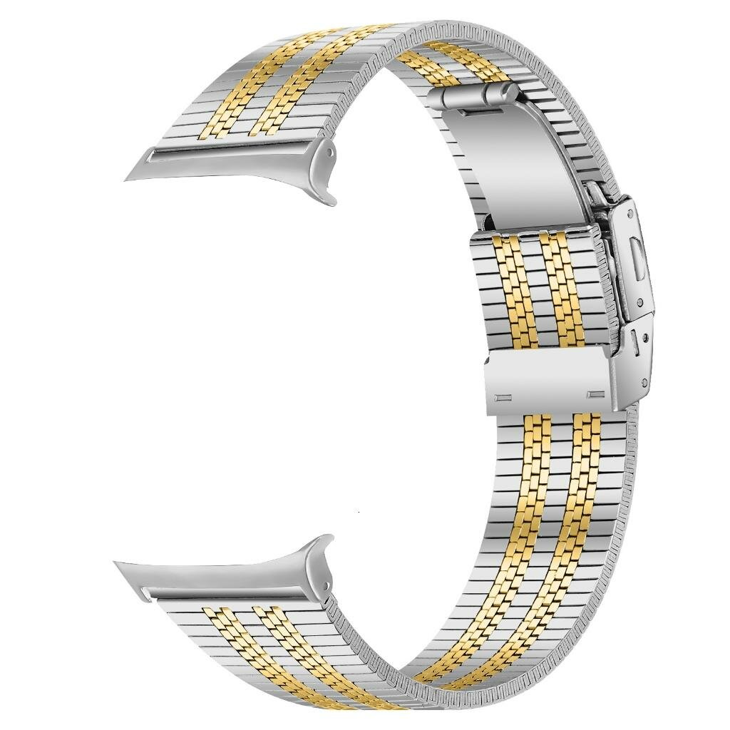 Стальной ремешок для часов 47 мм с двойной застежкой, серебро золото