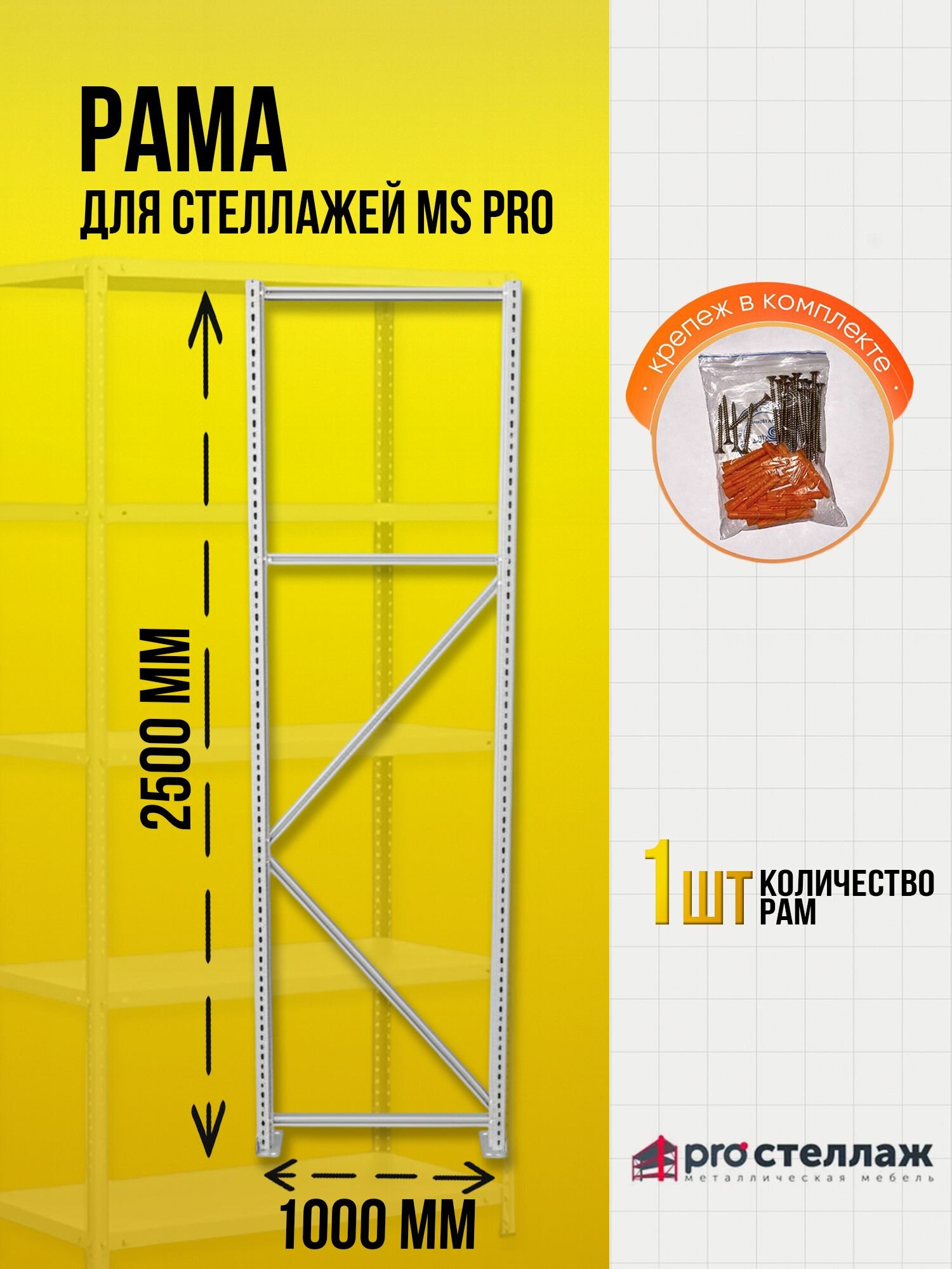 Рама для стеллажей Практик серии MS Pro 250х100