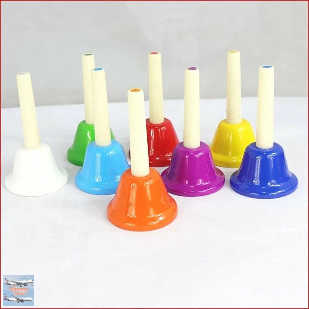 8 разноцветных портативных колокольчиков для детей от 0 до 2 месяцев музыкальные инструменты Орфа