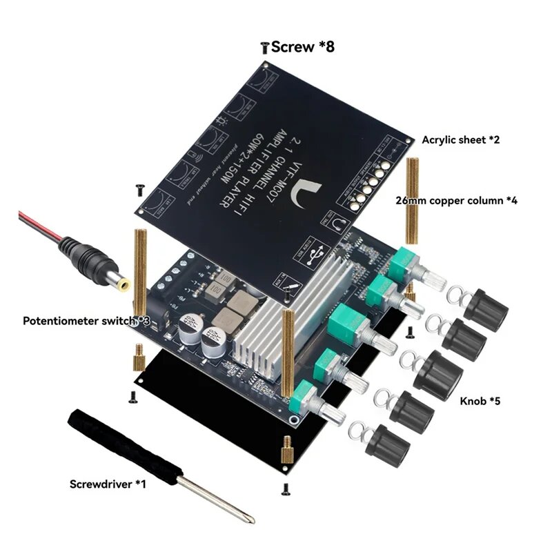 Fasdga 2.1 Усилитель мощности Bluetooth 5.3