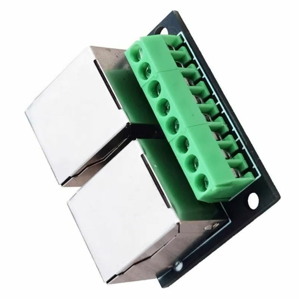 (1шт) RJ45 Ethernet с двойной гнездовой базой и разъемом 3,5 шага 8P на клеммной плате-разветвителе