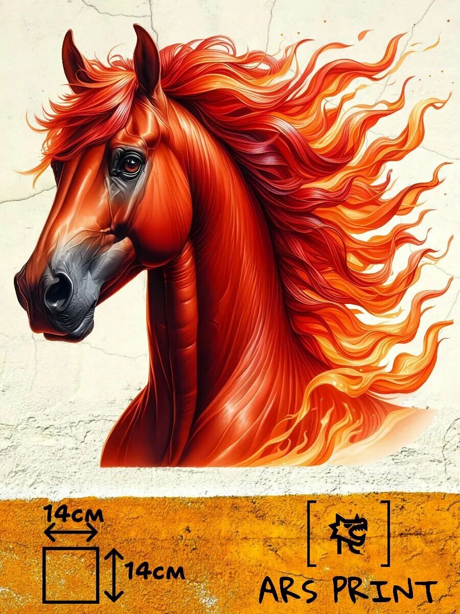 Термонаклейка Красная Огненная Лошадь