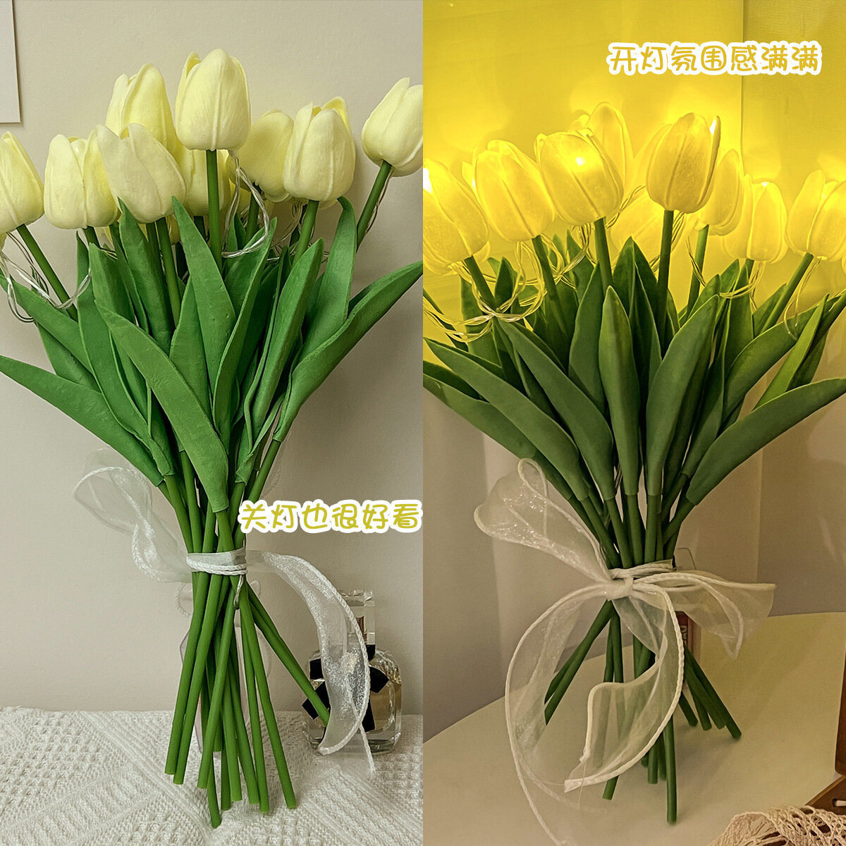 Искусственный цветок с подсветкой, тюльпан, ночник, DIY ручная лампа, светодиодная батарея, модель для прикроватного освещения, креативная маленькая настольная лампа