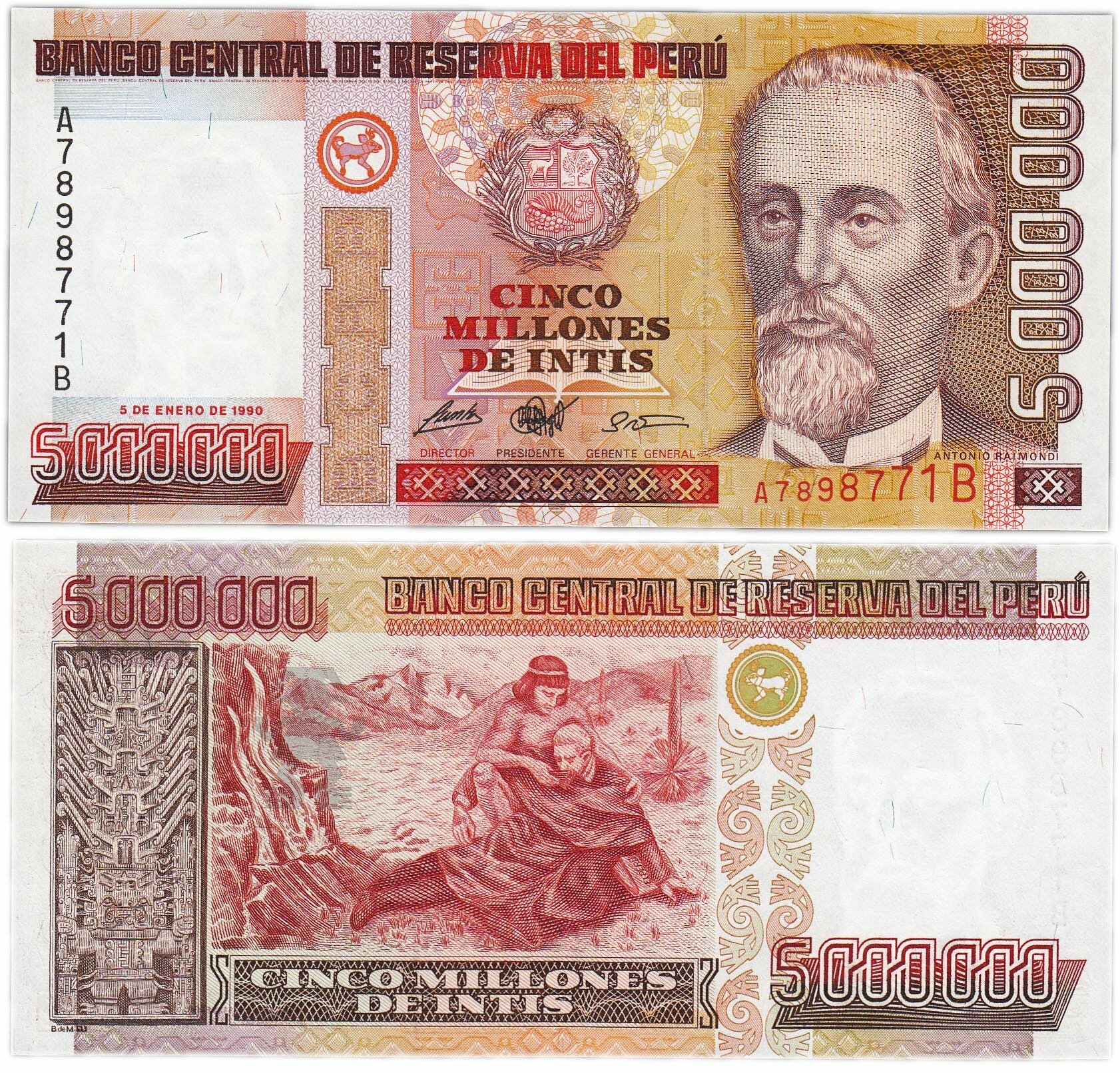 Перу 5000000 инти 1990 года P-149