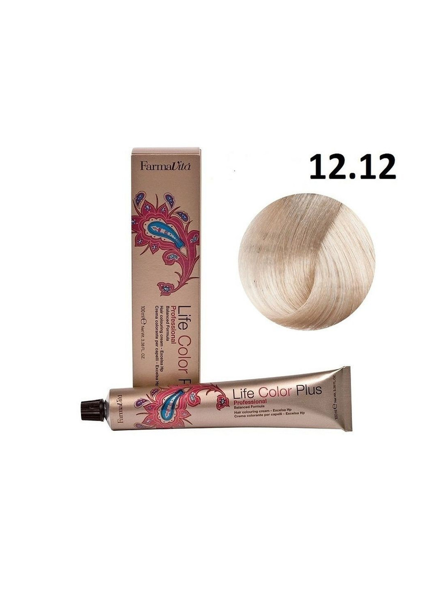 Краска для волос Farmavita Life Color Plus Prof, Перманентный краситель с низким содержанием аммиака, 12.12