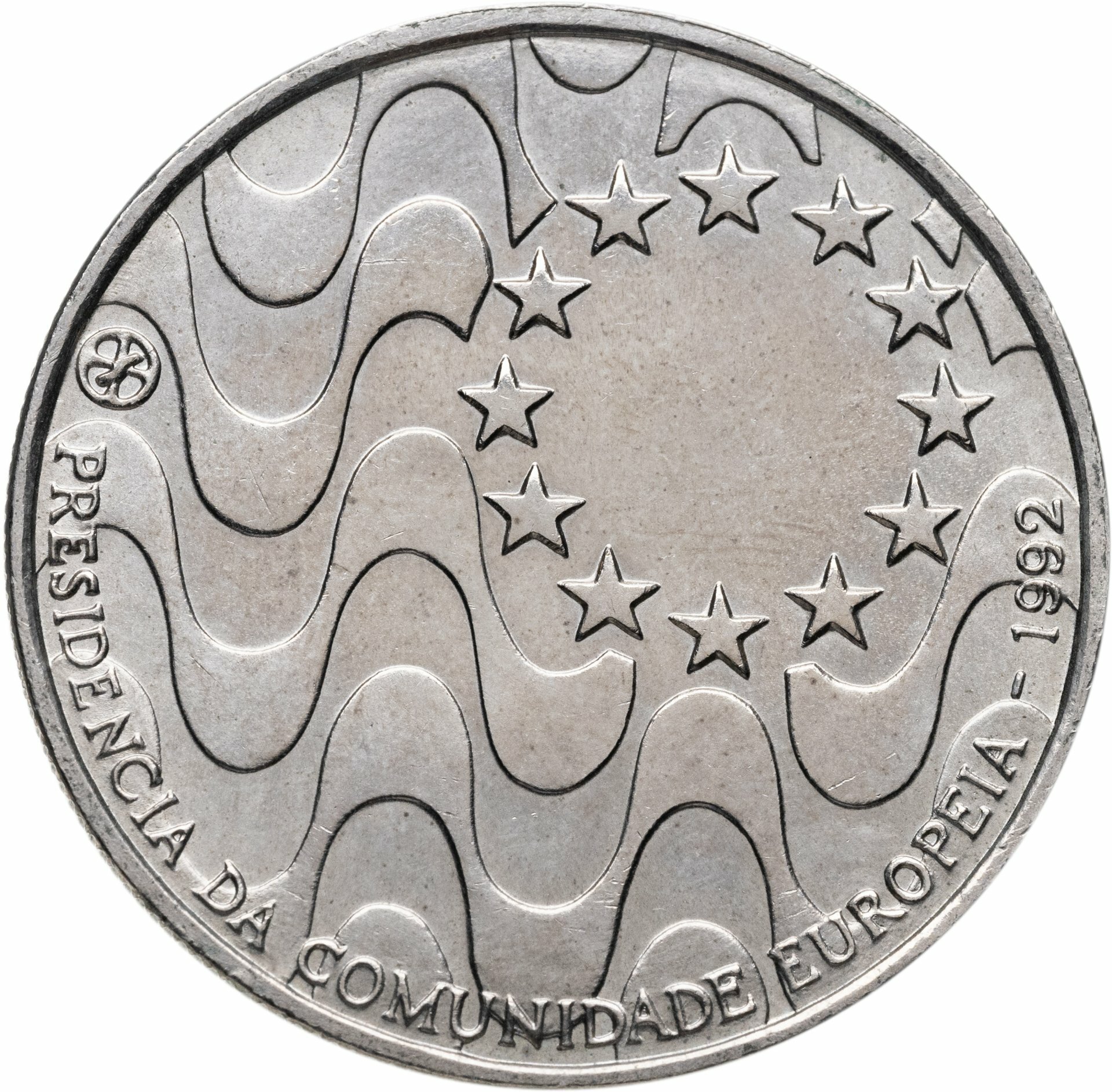 Португалия 200 эскудо escudos 1992 "Председательство Португалии в Евросоюзе", Мельхиор медь-никель, в сохранности AU-UNC