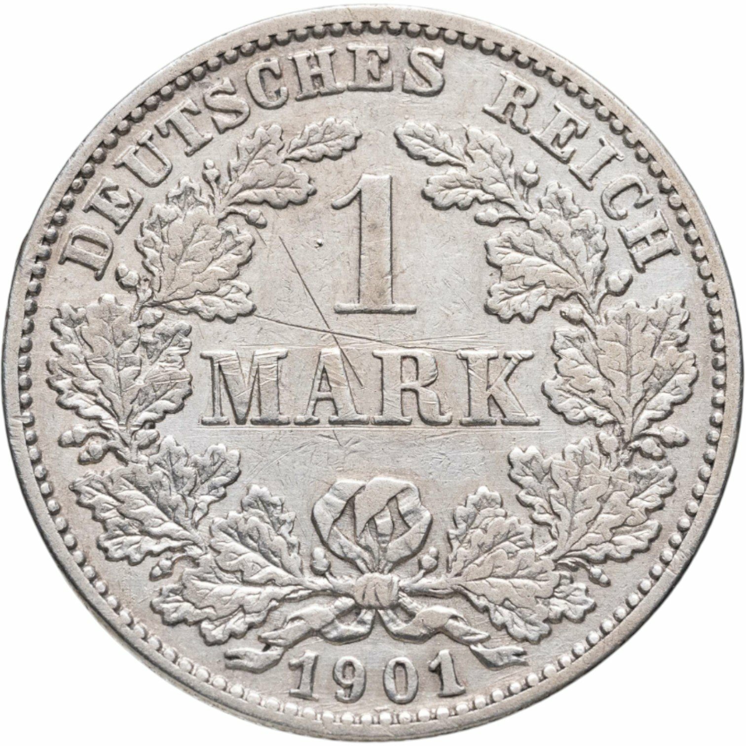 Германия 1 марка mark 1901 знак монетного двора: "G" - Карлсруэ, Серебро 900, в сохранности XF