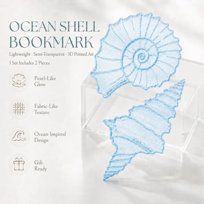 Закладки для книг в форме ракушек 2 шт. blue-conch-2pcs