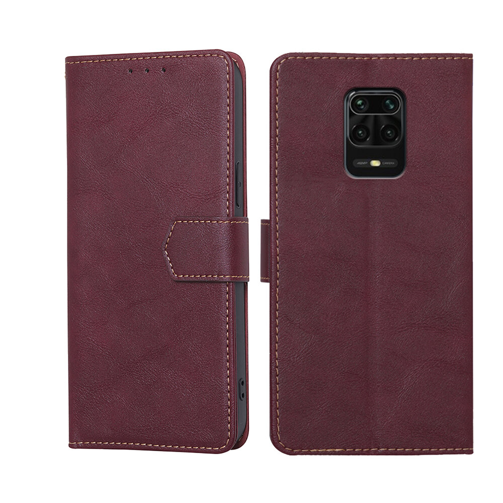 Чехол-книжка MyPads для Xiaomi Redmi Note 9 Pro / 9S / Сяоми Редми Ноте 9 Про/ 9S телячья кожа (красный)