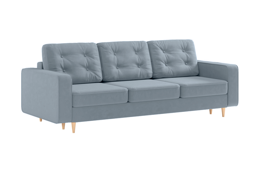 Диван-кровать, трехместный Хэппи, Легкомаркет, в цвете серо-голубой (Велутто 53), блок независимых пружин