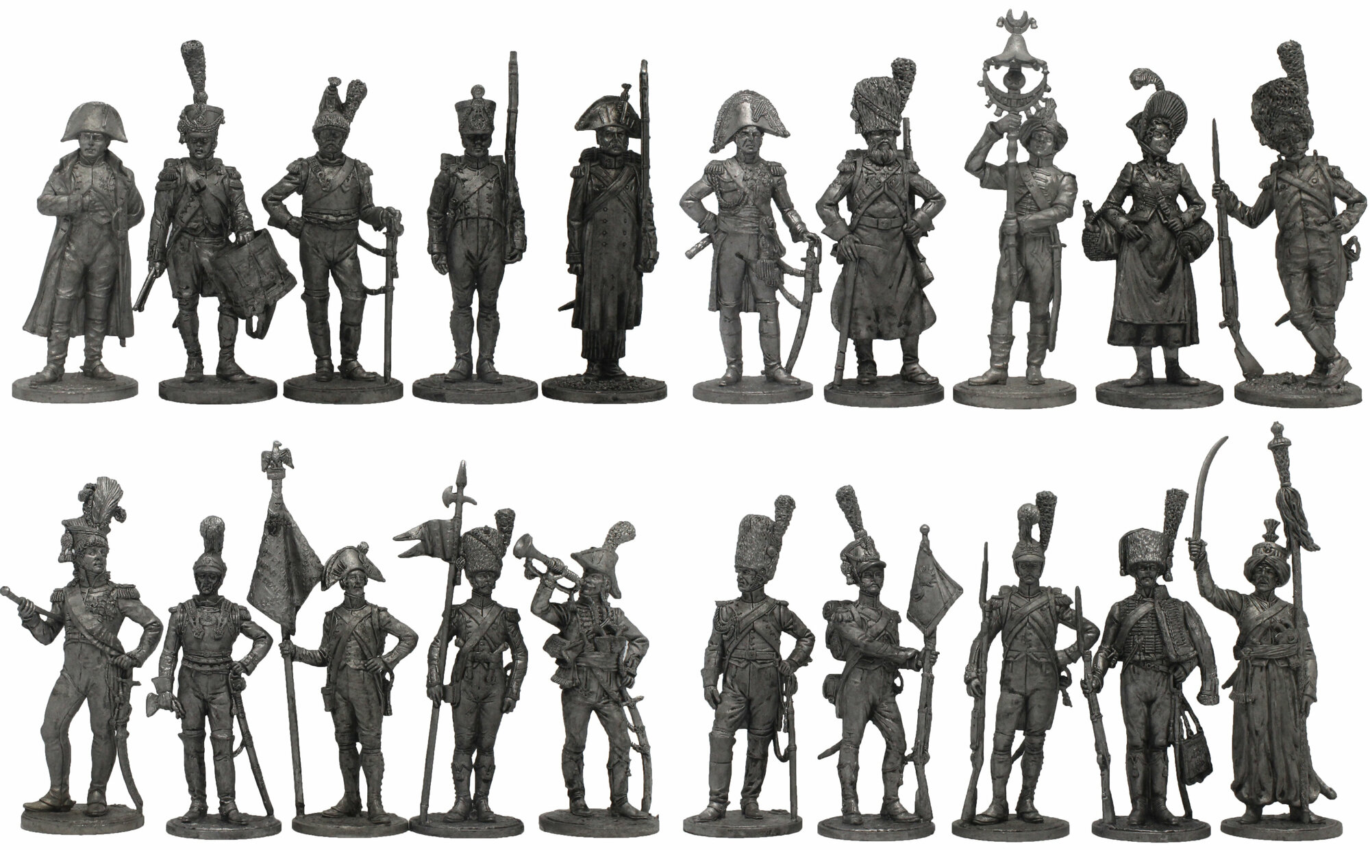"Наполеоновские войны: Французская Армия" №20-1ЕК (20 н/к) набор оловянных солдатиков некрашеных в картонной коробке