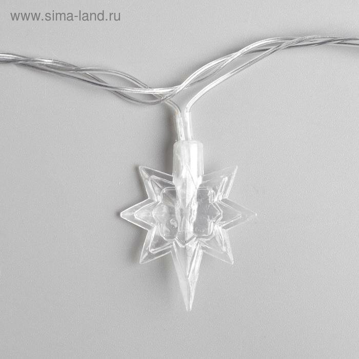 Гирлянда Нить 5 м с насадками Звёзды, IP20, прозрачная нить, 20 LED, свечение мульти (RG/RB), мигание, 220 В