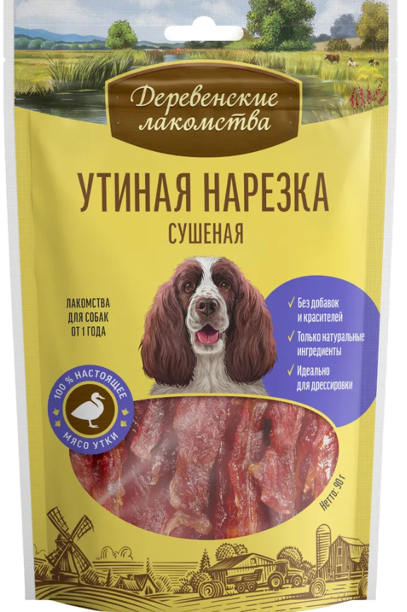 Деревенские лакомства 79711212 для собак Утиная нарезка сушеная 90г