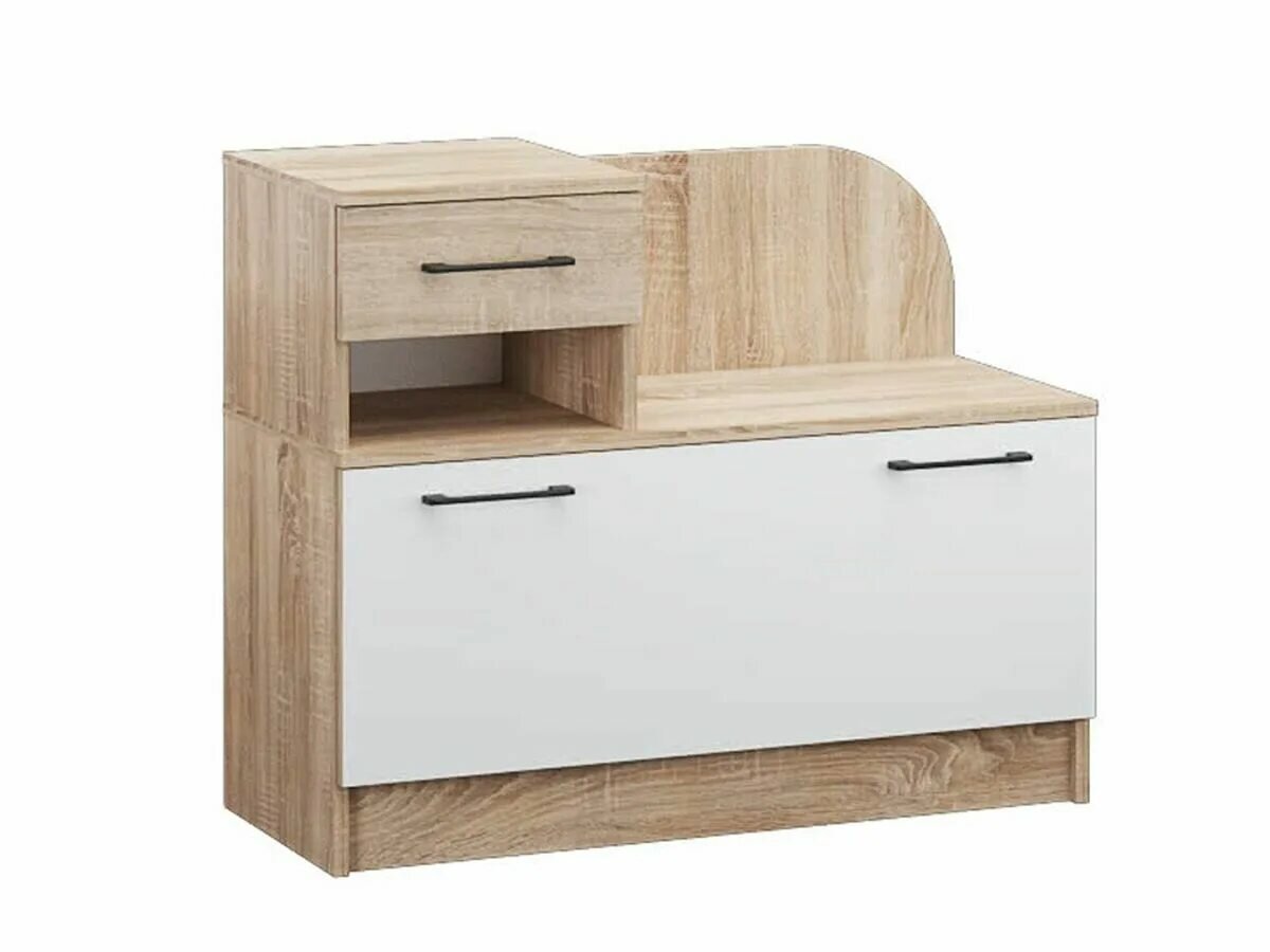 Тумба под обувь Денвер 900х380х750 дуб сонома/Белый
