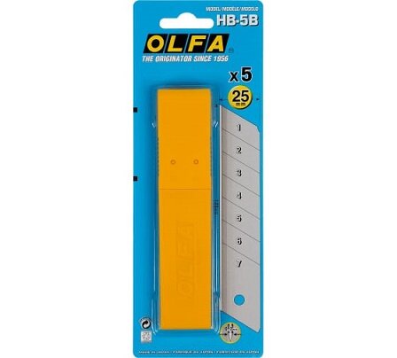 Лезвия сегментированные OLFA 25х126х0,7мм, 7 сегментов, 5шт