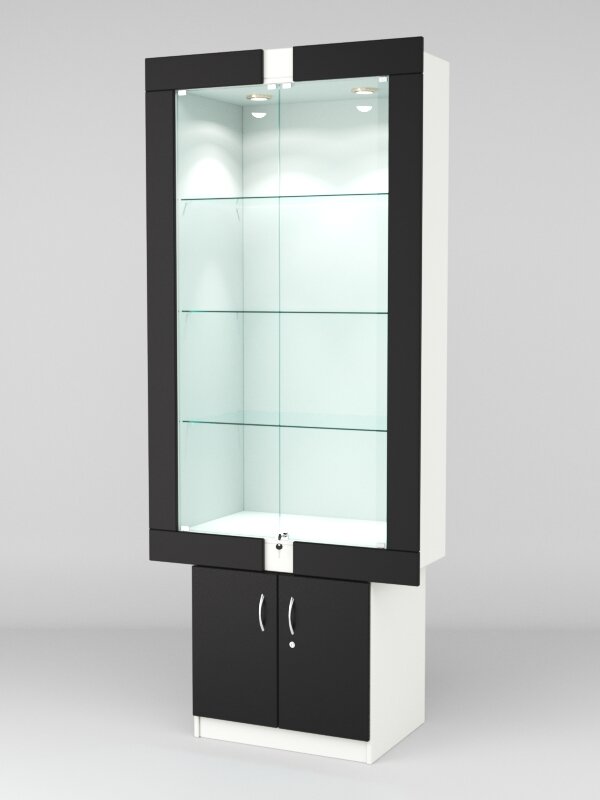 Витрина "электра" №3-1 (задняя стенка - ДСП), Белый-Черный. Производитель товара - компания Westcom.