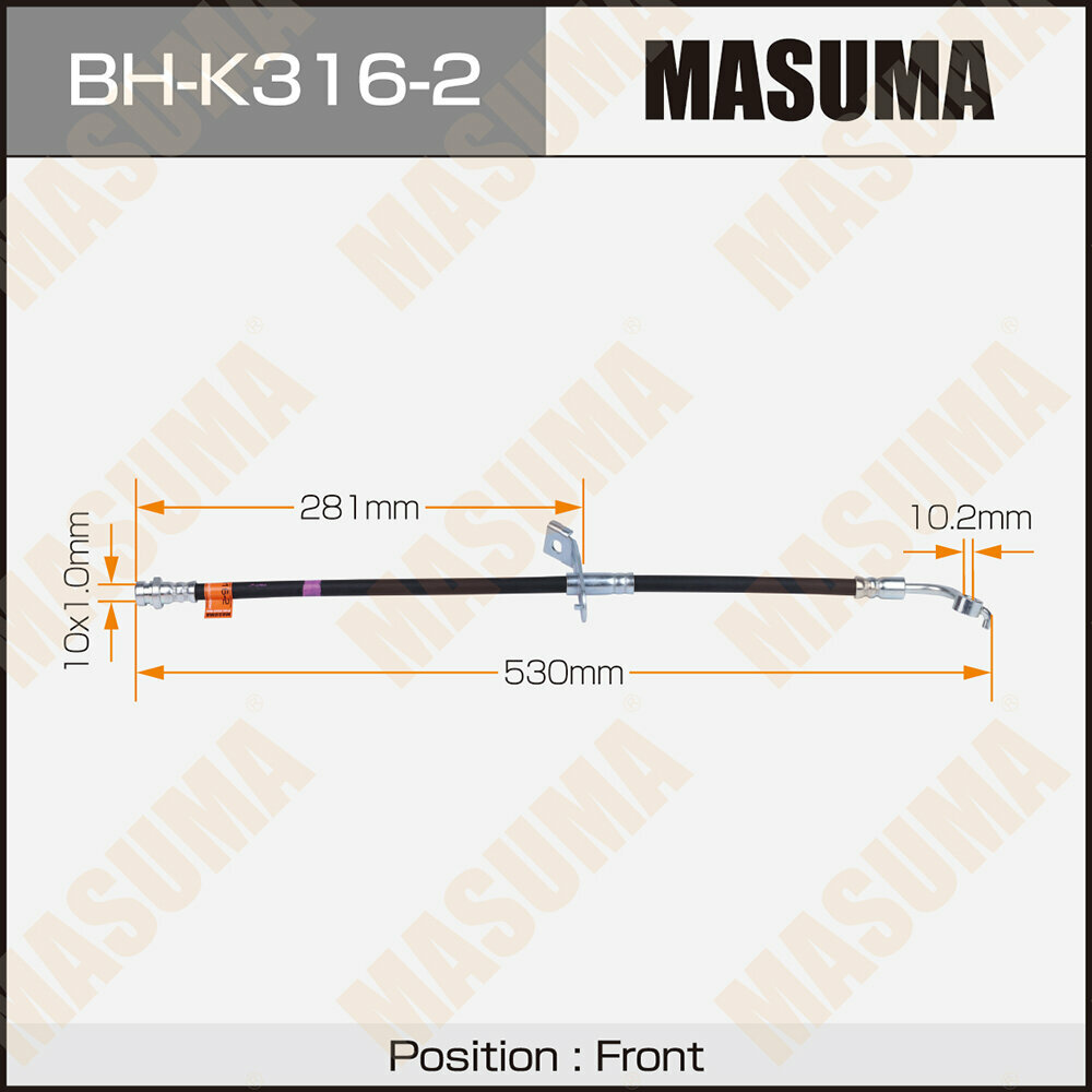 Шланг тормозной Kia OPTIMA III 10- передний левый Masuma