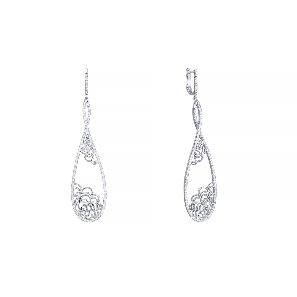 Серьги ELEMENT47, серебро, 925 проба, циркон
