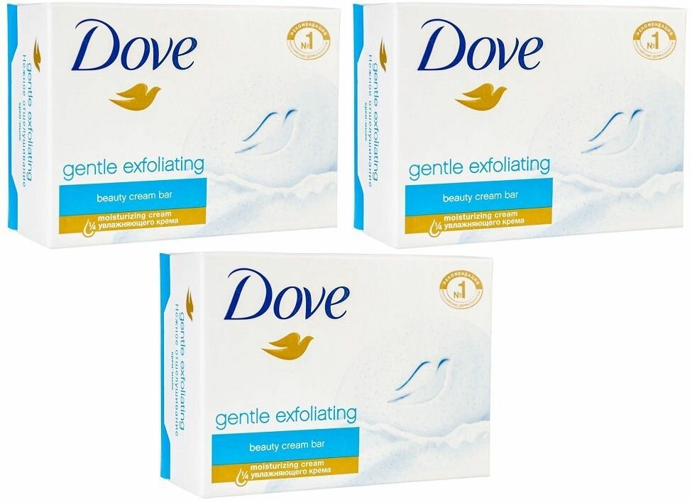 Дав Крем-мыло туалетное Exfoliacion suave, Нежное отшелушивание, бессульфатное, 135 г, 3 шт