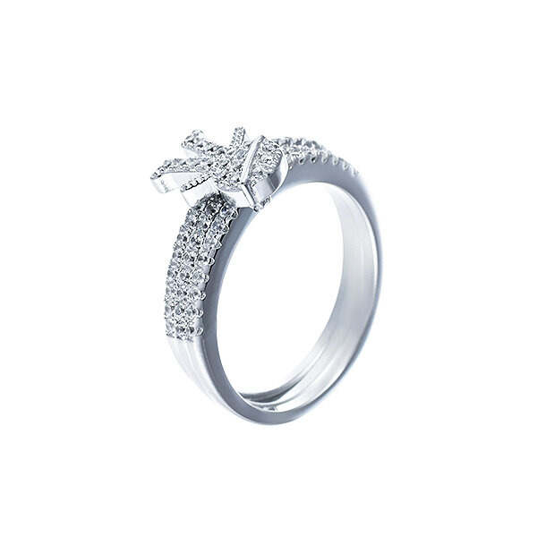Кольцо, серебро, 925 проба, фианит
