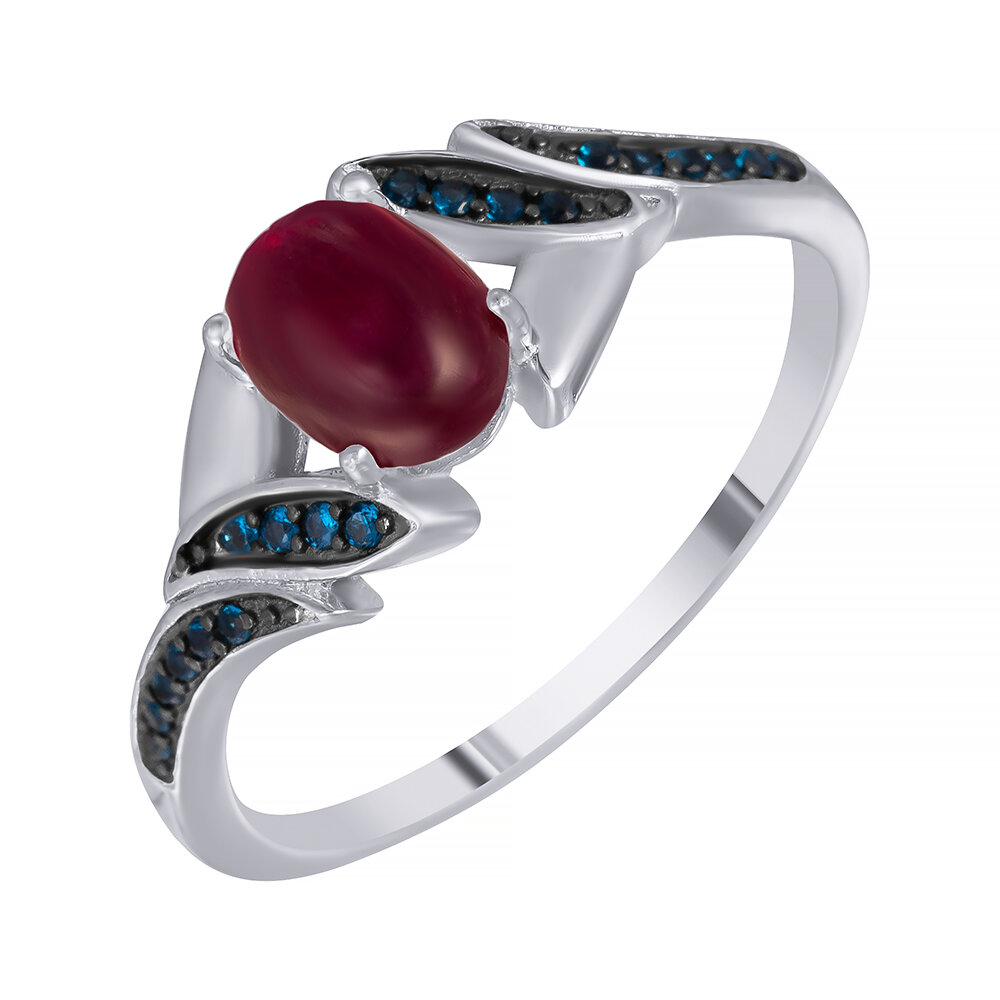 Кольцо, серебро, 925 проба, фианит, рубин