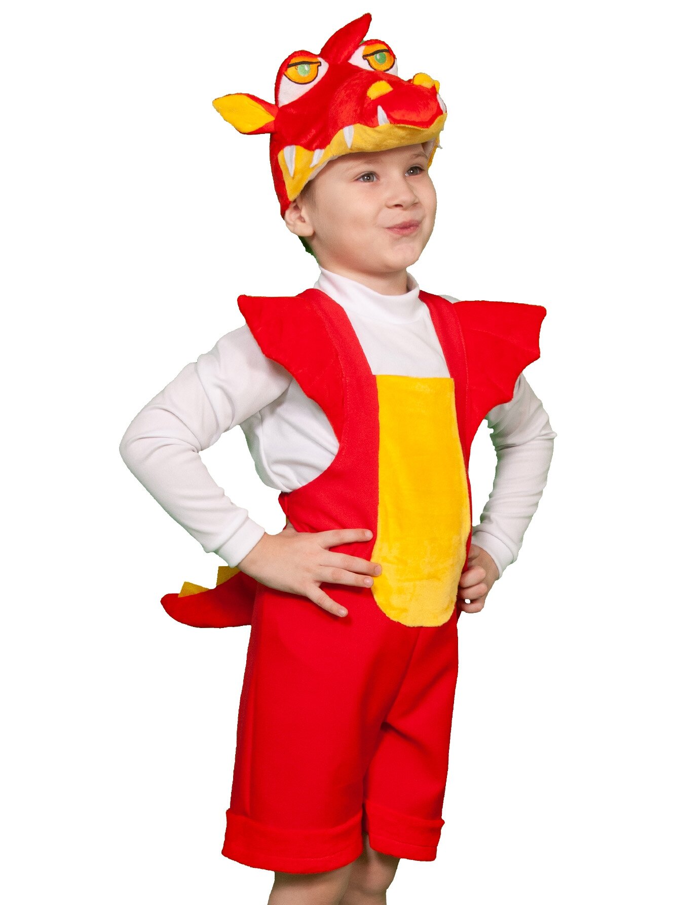 Карнавальный костюм Дракончик красный ткань-плюш (92-122)