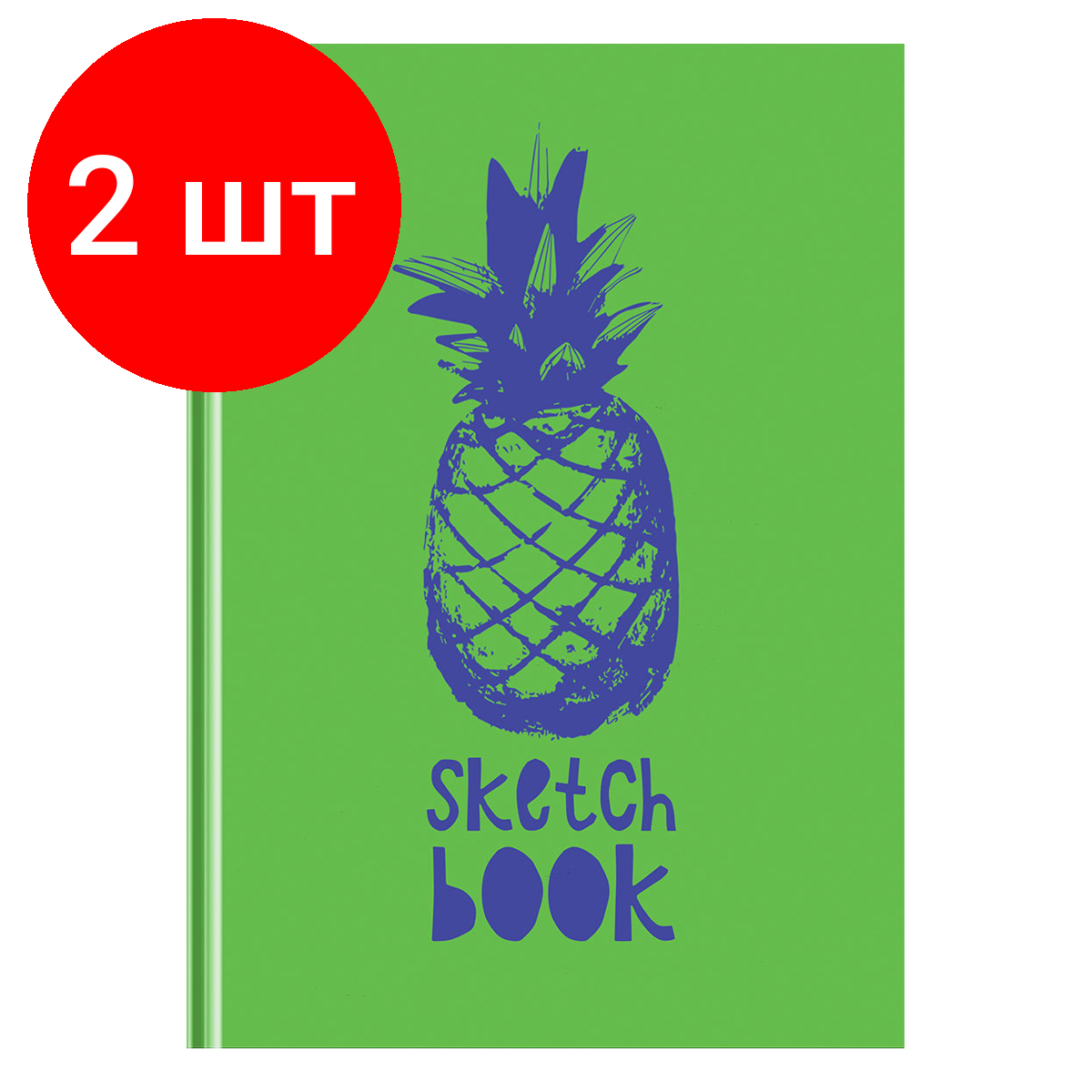 Комплект 2 шт, Скетчбук 100л, А5 BG "Ананас", 7БЦ, глянцевая ламинация, 100г/м2
