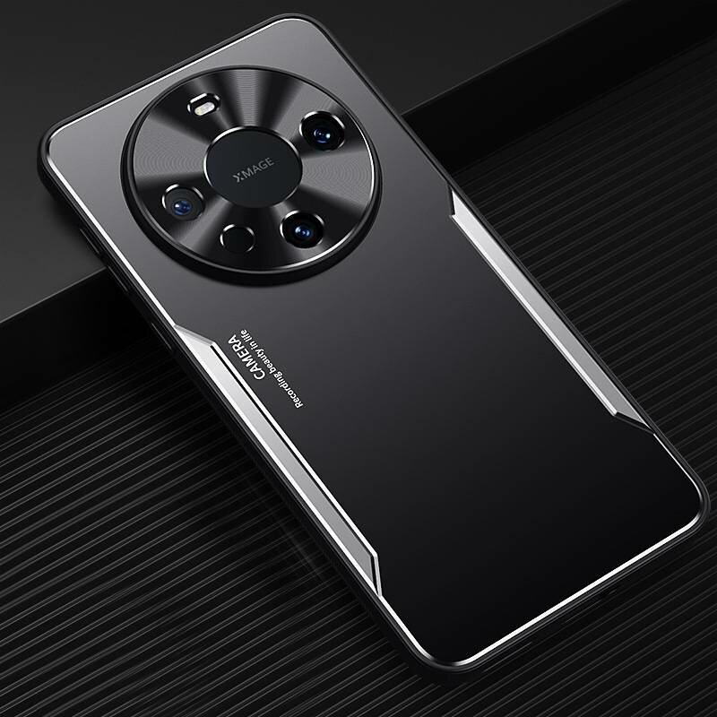 Металлическая задняя чехол-накладка Metallo di Lusso из алюминия для Huawei Mate 60 Pro/Huawei Mate 60 Pro Plus, черная