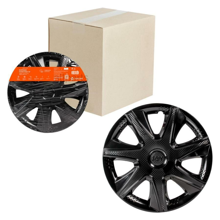 AIRLINE AWCC-14-33 Колпаки колесные 14 Джой черный глянец карбон компл. 2 шт. (AWCC-14-33)